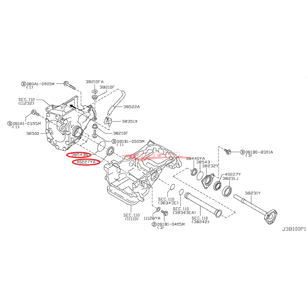 Genuine Nissan Front Differential Bearing & Rebuild Kit Fits Nissan R3 ...